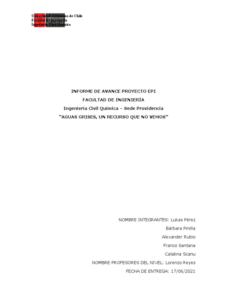 Proyecto Intro A La ICQ 2021 | PDF | Agua | Aguas residuales