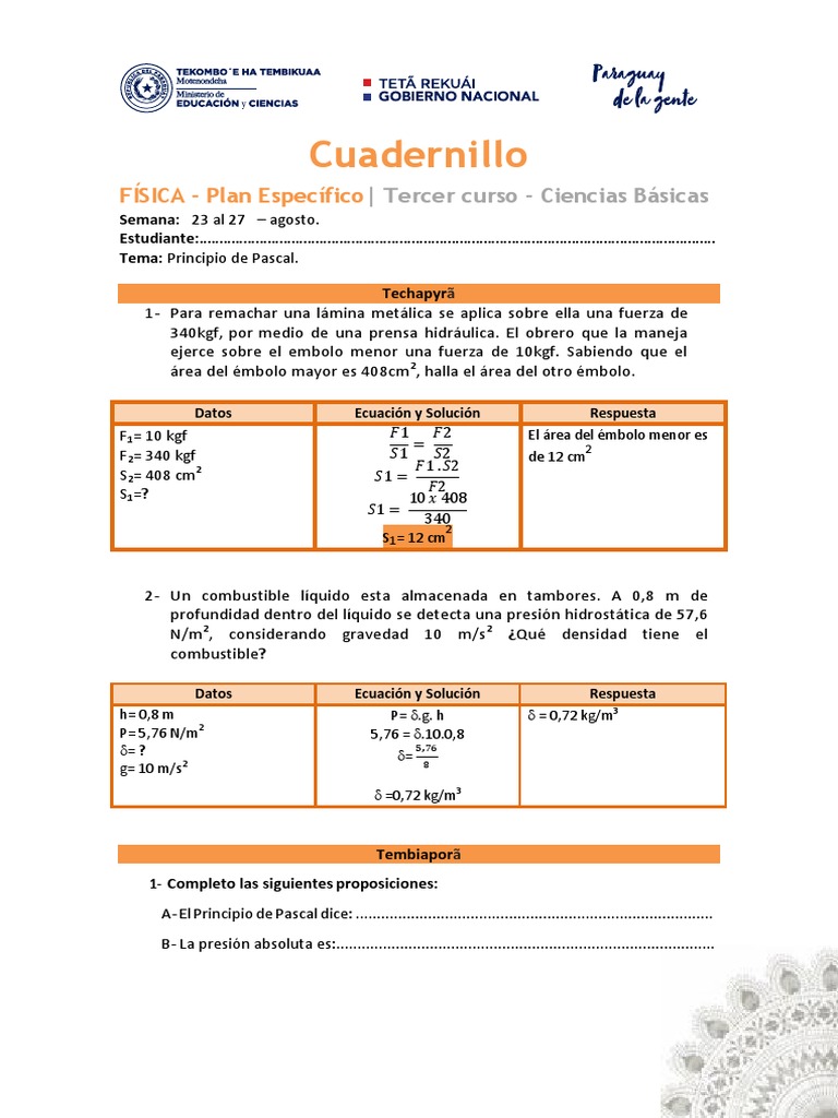 Principio de Pascal | PDF | Cantidad | Metrología