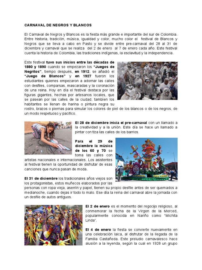 Carnaval de Negros y Blancos | PDF | Carnaval | Desfile