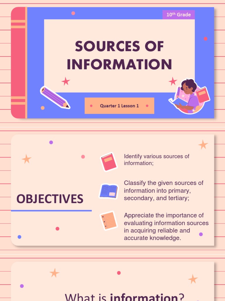 English 10 Quarter 1 Lesson 1 Sources of Information | PDF ...