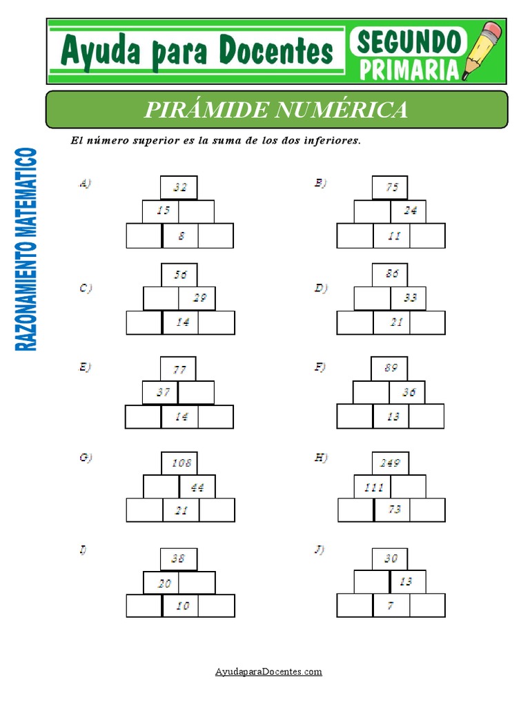 Fichas de Piramide Numerica Para Segundo de Primaria | PDF