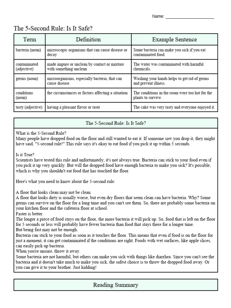 Microorganisms and the 5-Second Rule | PDF | Microorganism
