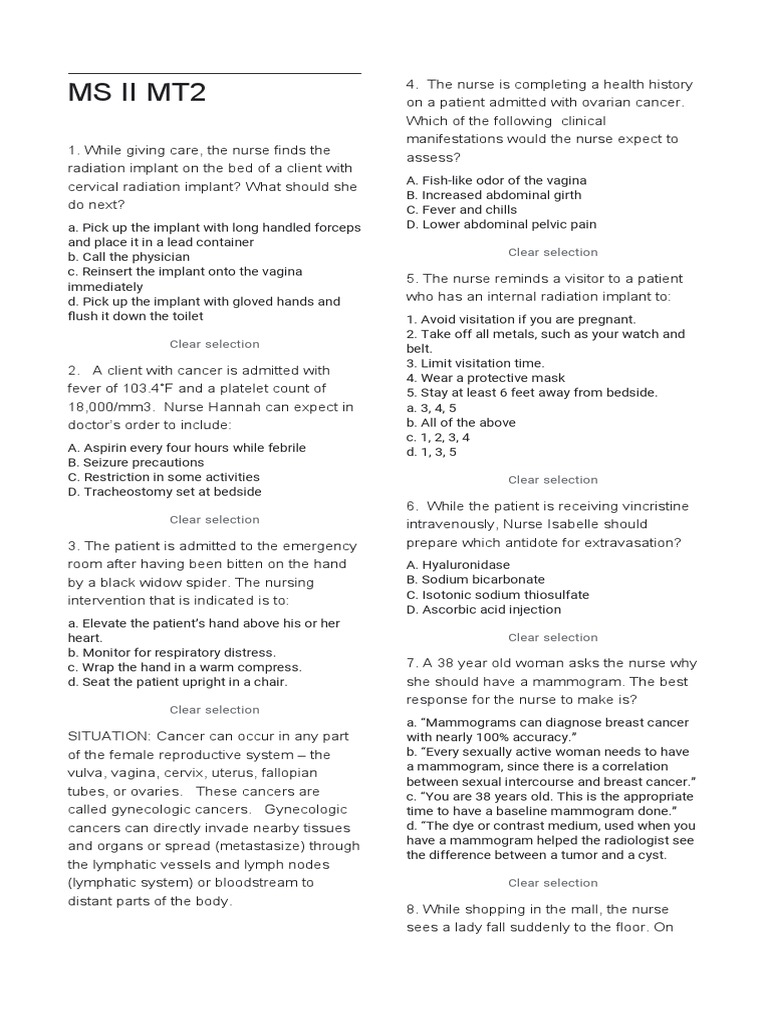 MS Ii MT2 | PDF | Shock (Circulatory) | Cancer