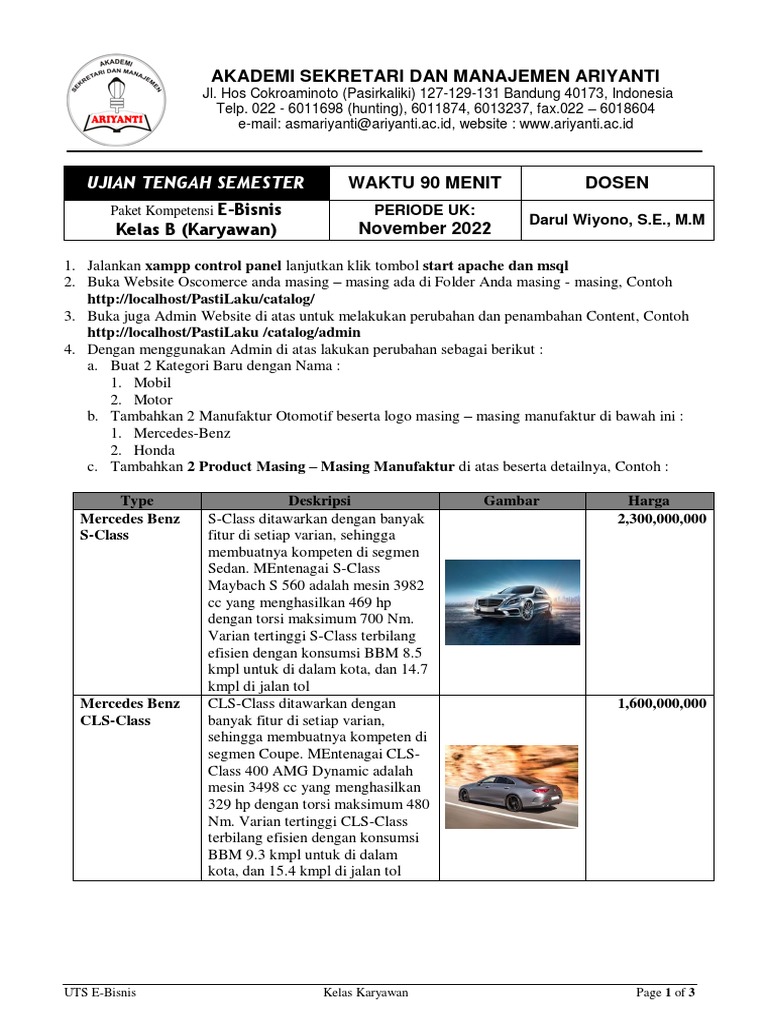 UTS E-Bisnis Kelas Karyawan 2022 | PDF