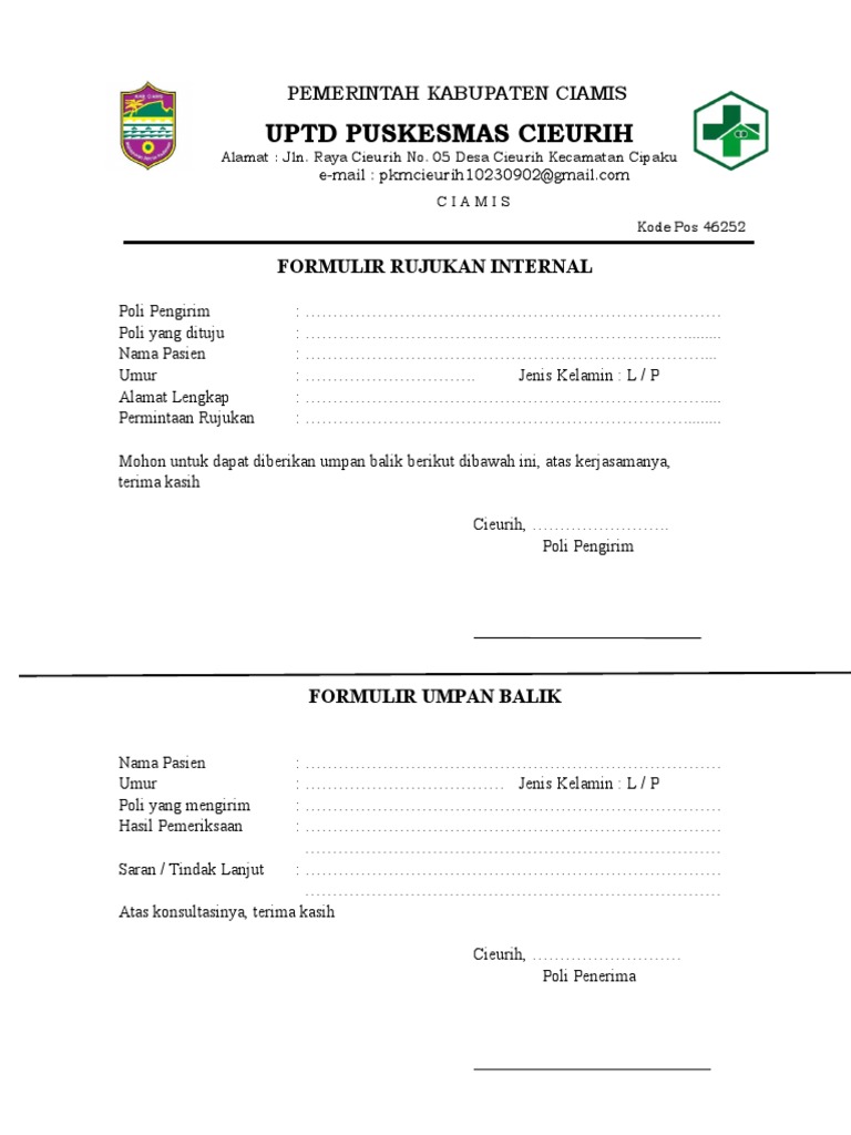 Formulir Rujukan Internal | PDF