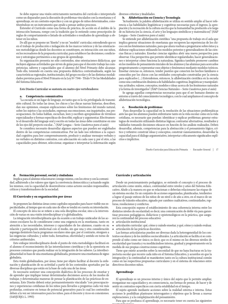 Diseno Curricular Educacion Primaria 17 21 Descargar Gratis Pdf
