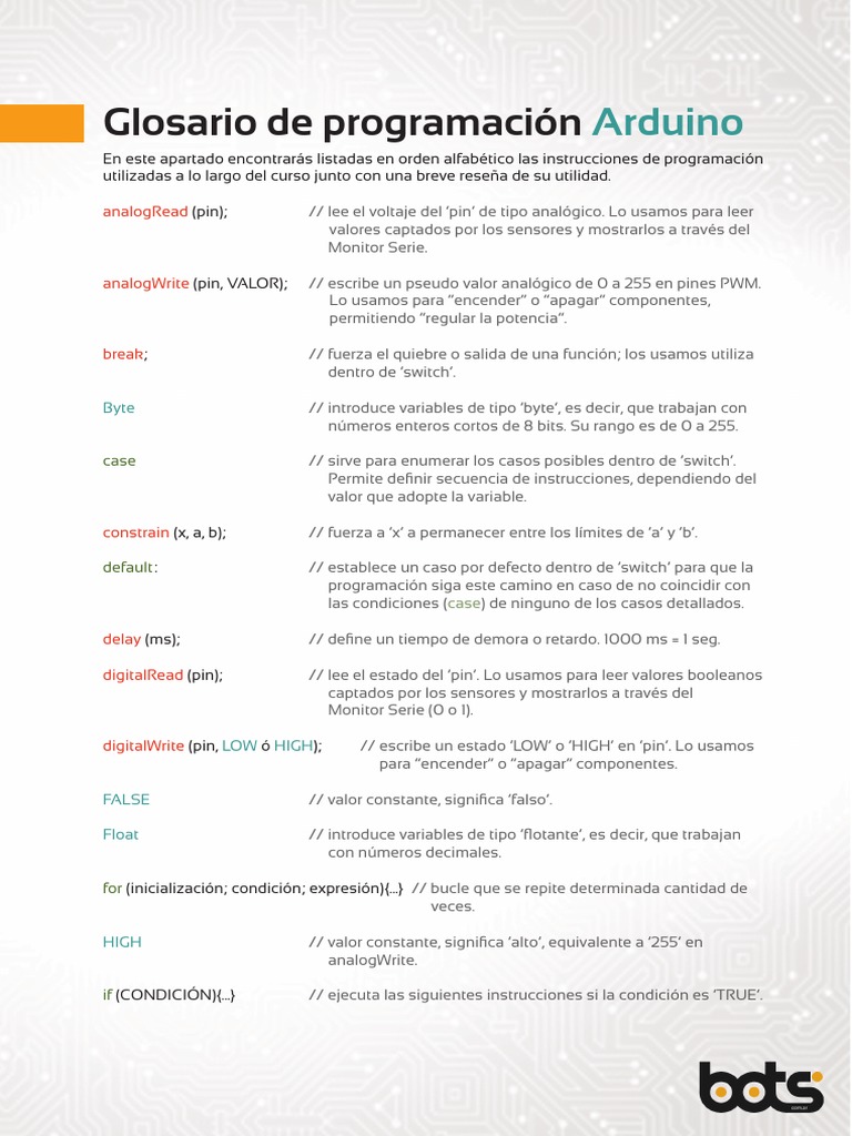 Glosario de Programación Arduino | PDF | Poco | Informática