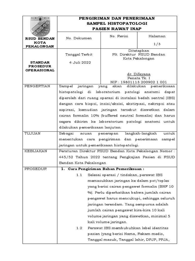 Prosedur Pengiriman Sampel RSUD | PDF