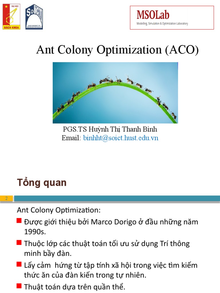 Ant Colony Optimization (ACO) : PGS.TS Huỳnh Thị Thanh Bình Email | PDF