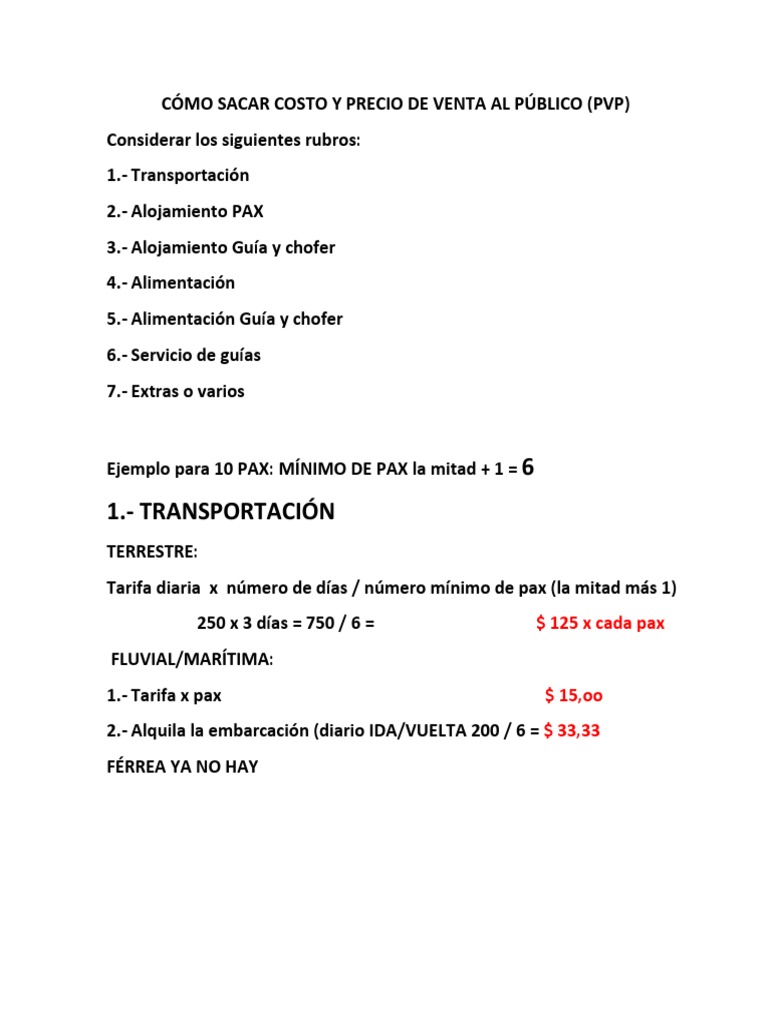 Cómo Sacar Costo y Precio de Venta Al Público | PDF | Comida