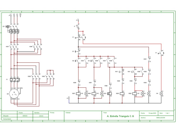 Esquema Arranque Estrella Triangulo Con Inversion de Giro | PDF