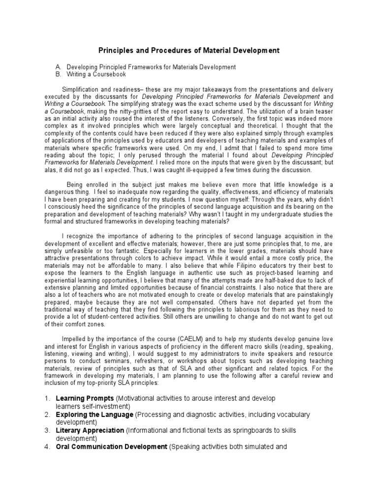 Material Development Principles Explained | PDF | Second Language ...