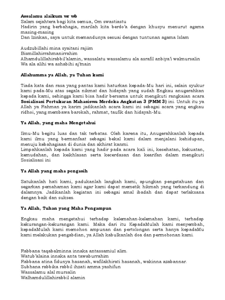 Doa Kegiatan Sosialisasi | PDF