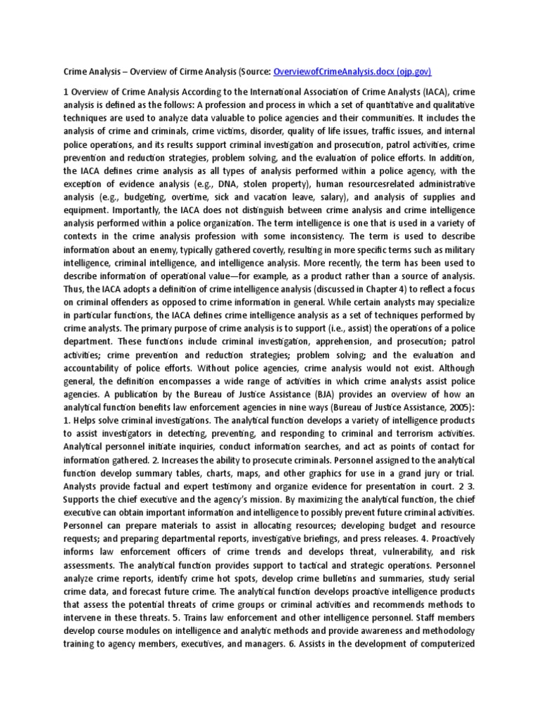 Overview of Crime Analysy From DOJ Site | PDF | Police | Intelligence ...