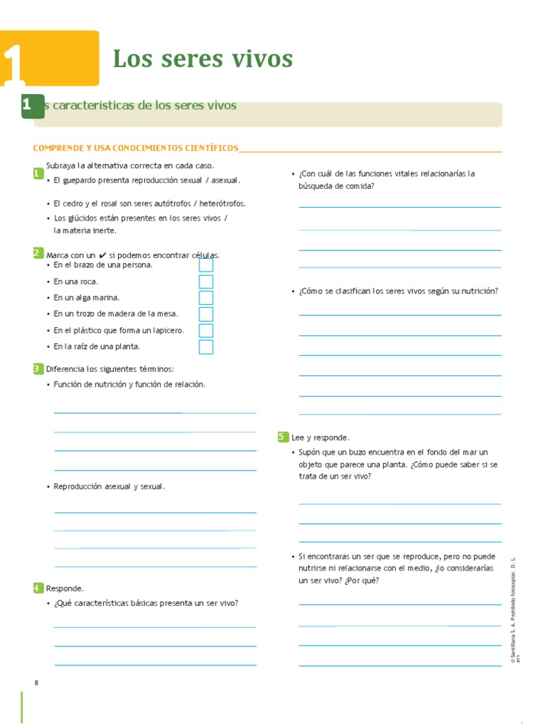 Actividades para Estudiantes - Seres Vivos en Word | PDF | Biología ...