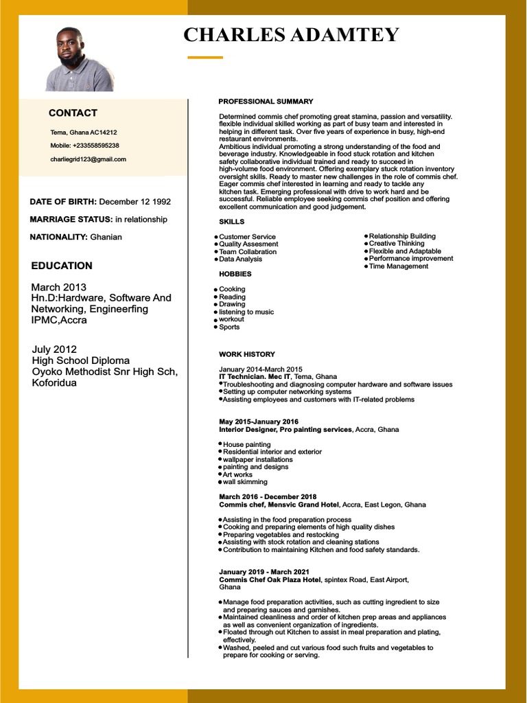 Charles CV | PDF | Chef | Kitchen