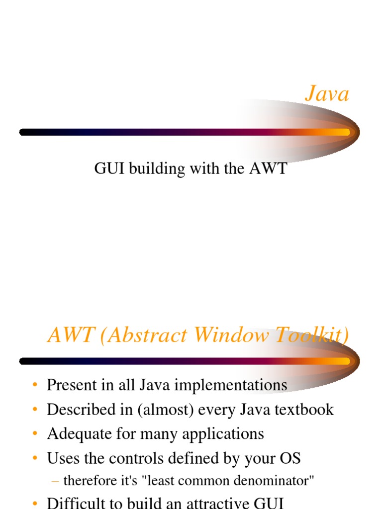 Gui Building With The Awt Pdf Java Programming Language Computing Platforms
