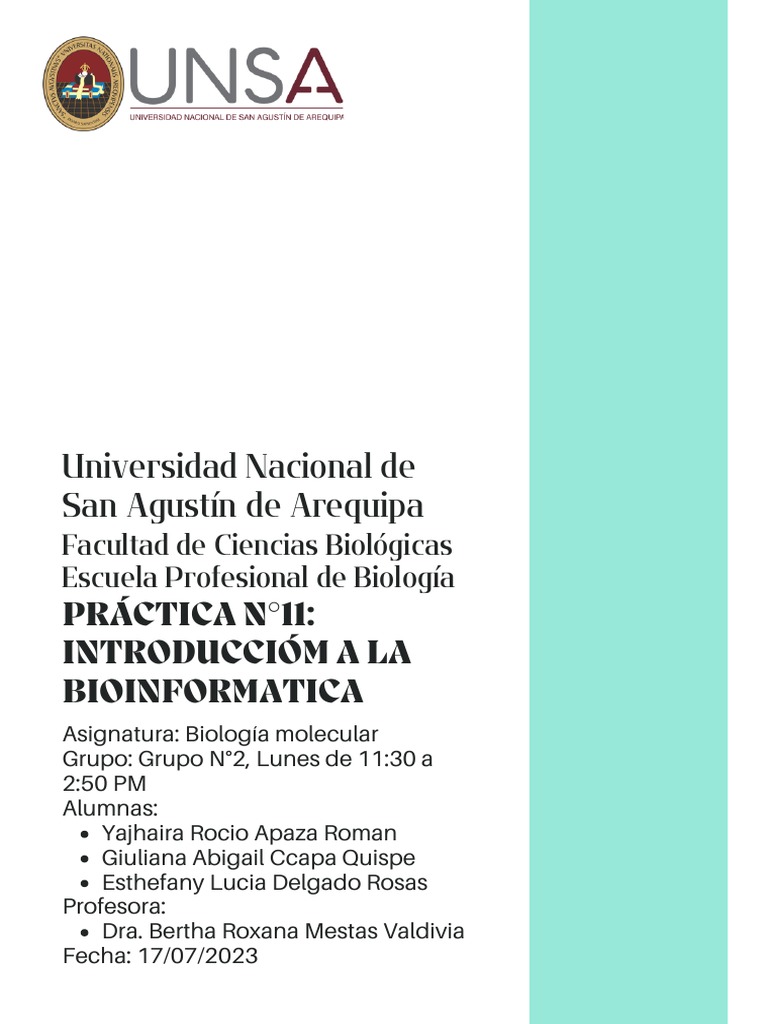 Práctica N°11 | PDF | Centro Nacional de Información Biotecnológica | Bioinformática