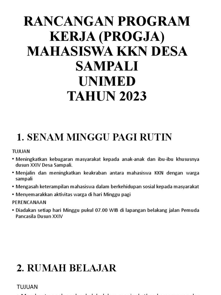Rancangan Program Kerja (Progja) KKN | PDF | Ilmu Sosial