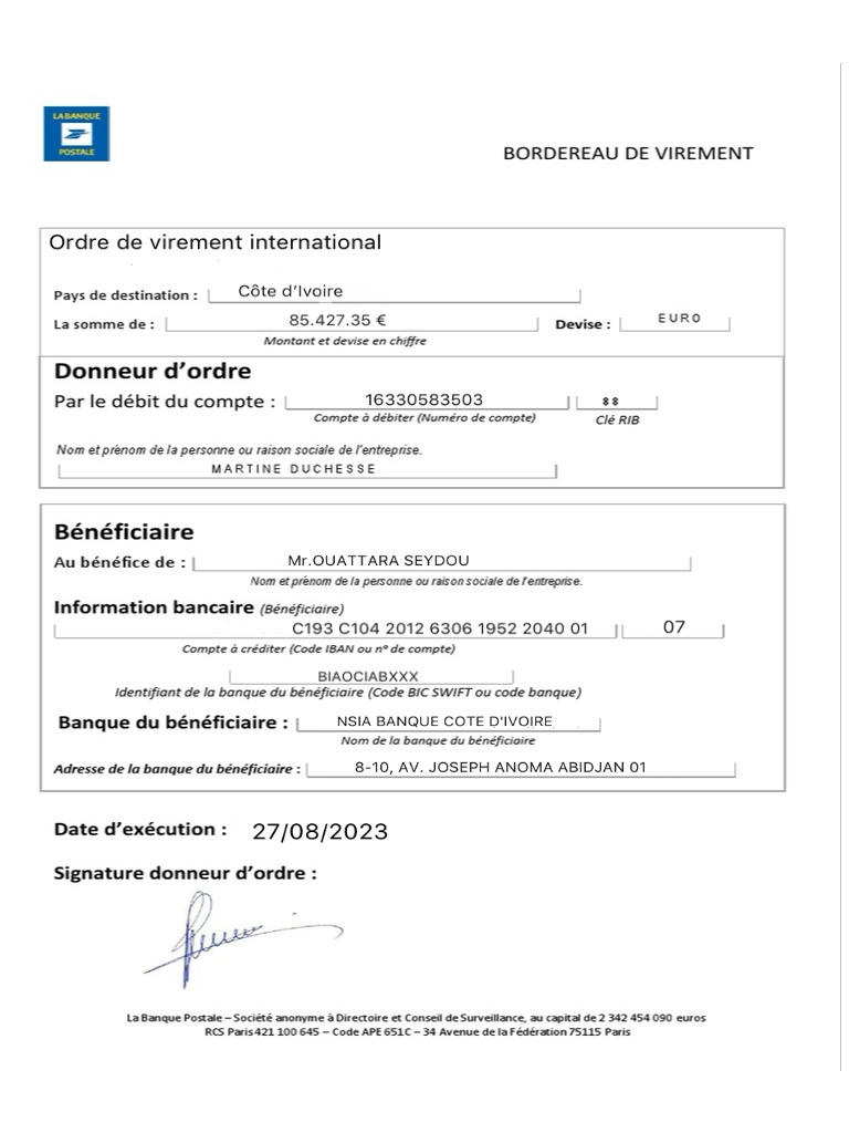Ordre de Virement International | PDF