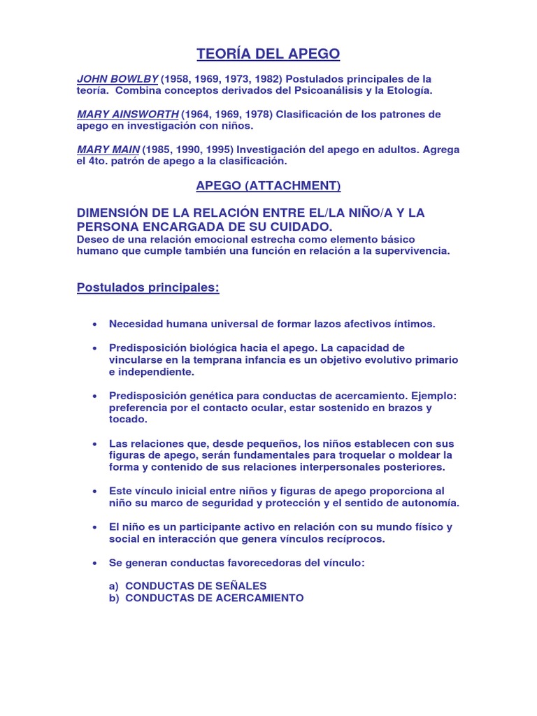 Síntesis de Algunos Postulados Sobre La Teoría Del Apego | Descargar ... Síntesis de Algunos Postulados Sobre La Teoría Del Apego | Descargar ...
