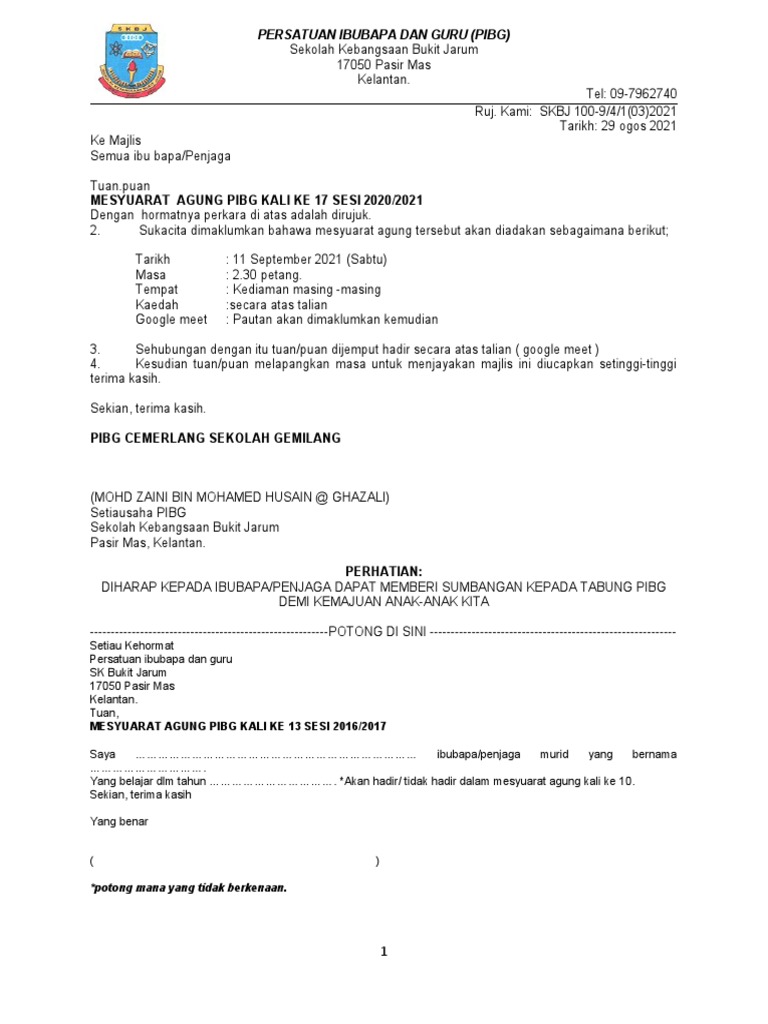 Perlantikan Ajk Pibg Tahun 2021 | PDF