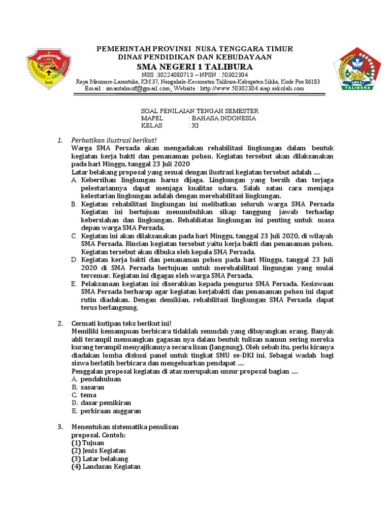 Soal Pts Bindo Kelas Xi | PDF