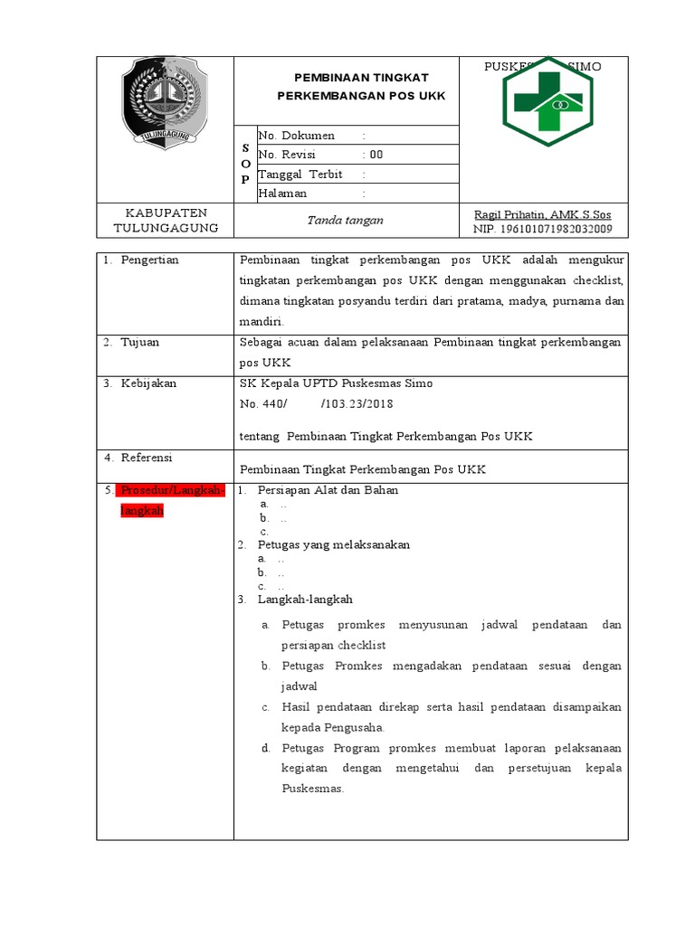 SOP Pengukuran Tingkat Perkembangan Pos UKK | PDF | Pengelolaan Keuangan & Uang