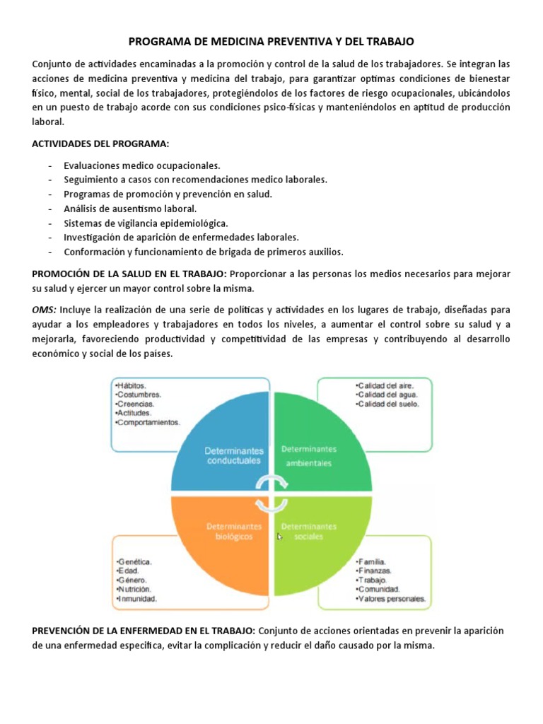 Programa de Medicina Preventiva y Del Trabajo | PDF | Asistencia ...