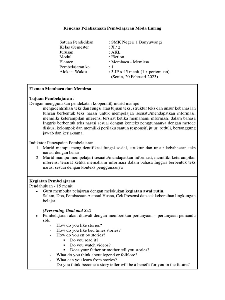 Contoh RPP Berdiferensiasi SMK | PDF