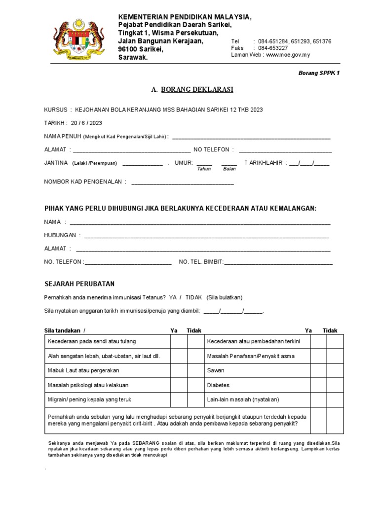 Borang Deklarasi Dan Kebenaran Bola Keranjang | PDF