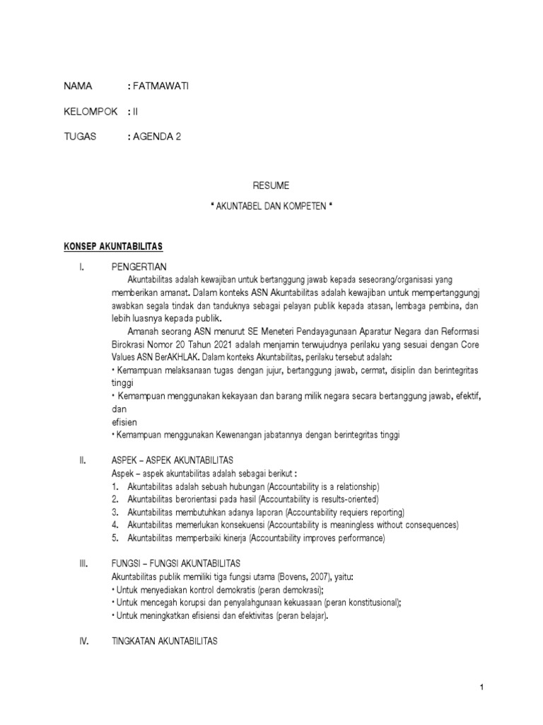 Akuntabel Dan Kompeten Later Cons | PDF