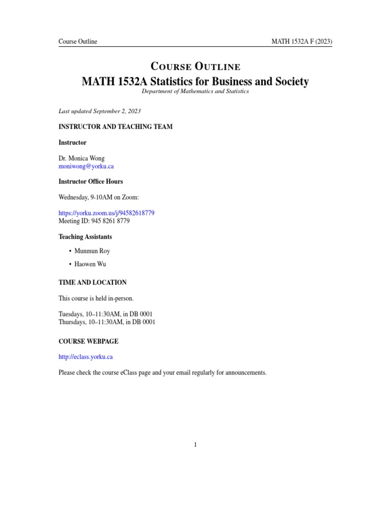 MATH1532 Courseoutline | PDF | Academic Integrity | Mathematics