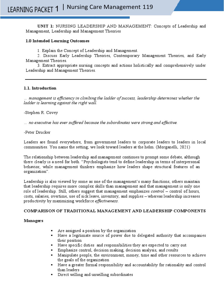 Apacible NCM119-LP1 Leadership | PDF | Leadership | Nursing