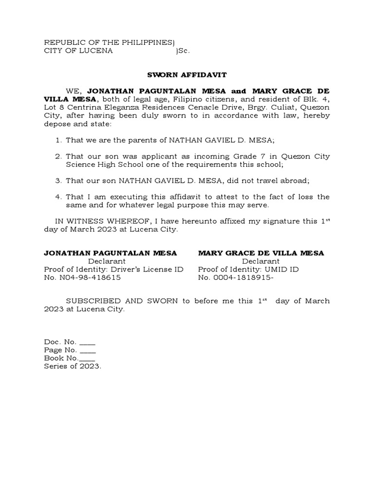 Affidavit of Non Filing | PDF | Identity Document | Governance