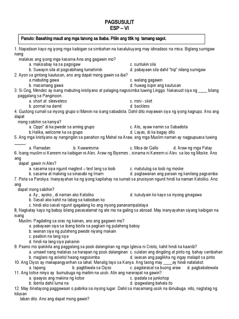 PT - Esp 6 - Q1 | PDF