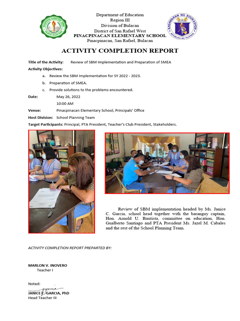 Acr-School Planning Team Sbm-Smea | PDF