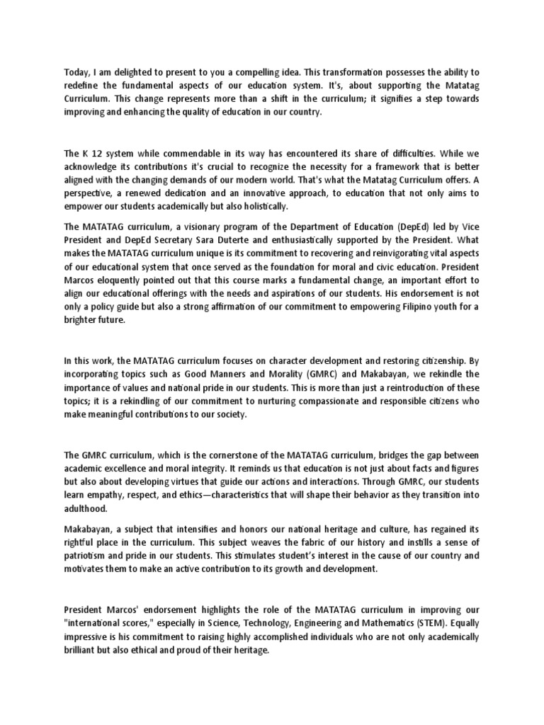 Matatag Curriculum | PDF | Curriculum