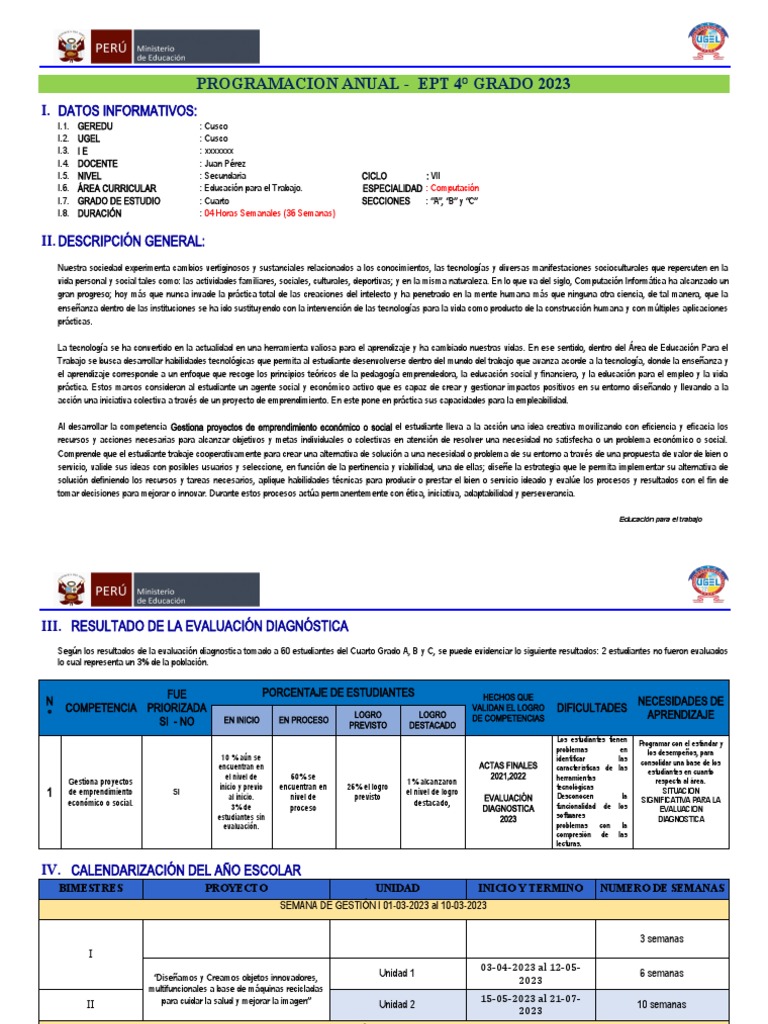 1 - 4to - Ept - Programacion Anual | PDF | Bases de datos | Evaluación