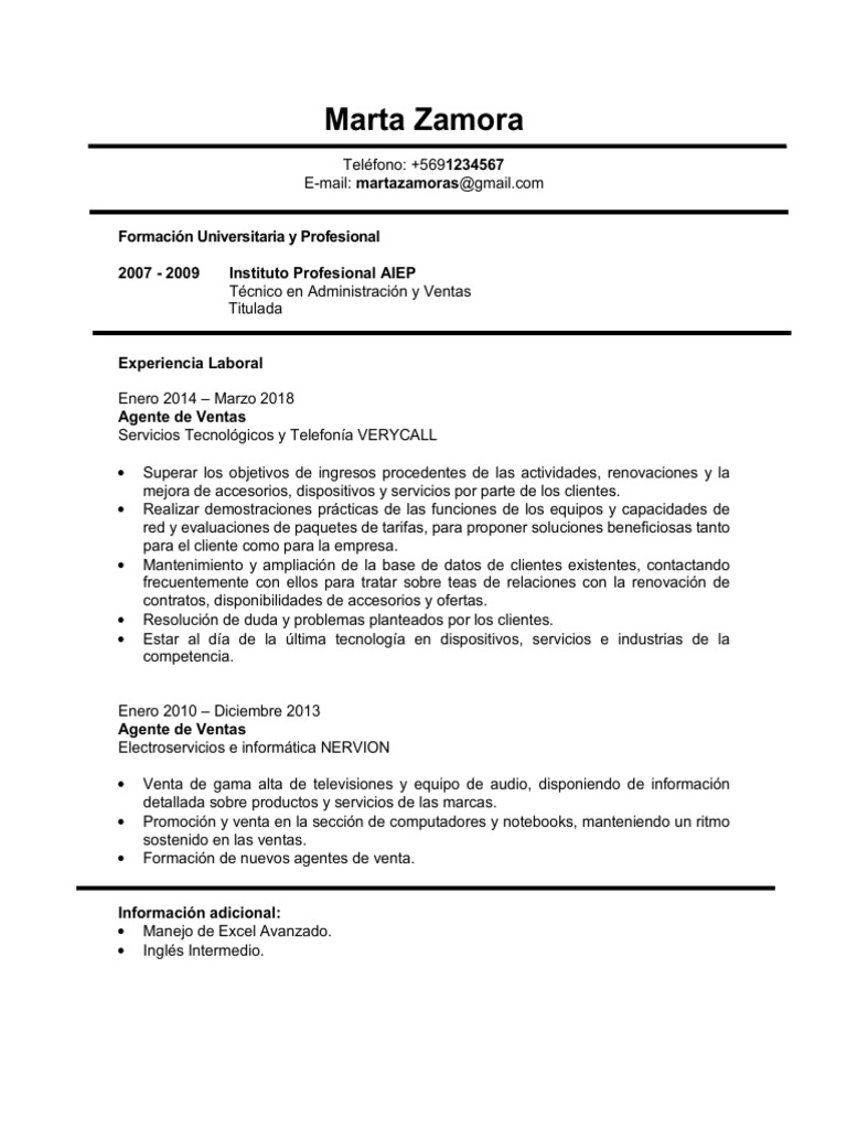CV de Marta Zamora: Ventas y Tecnología | PDF | Tecnología