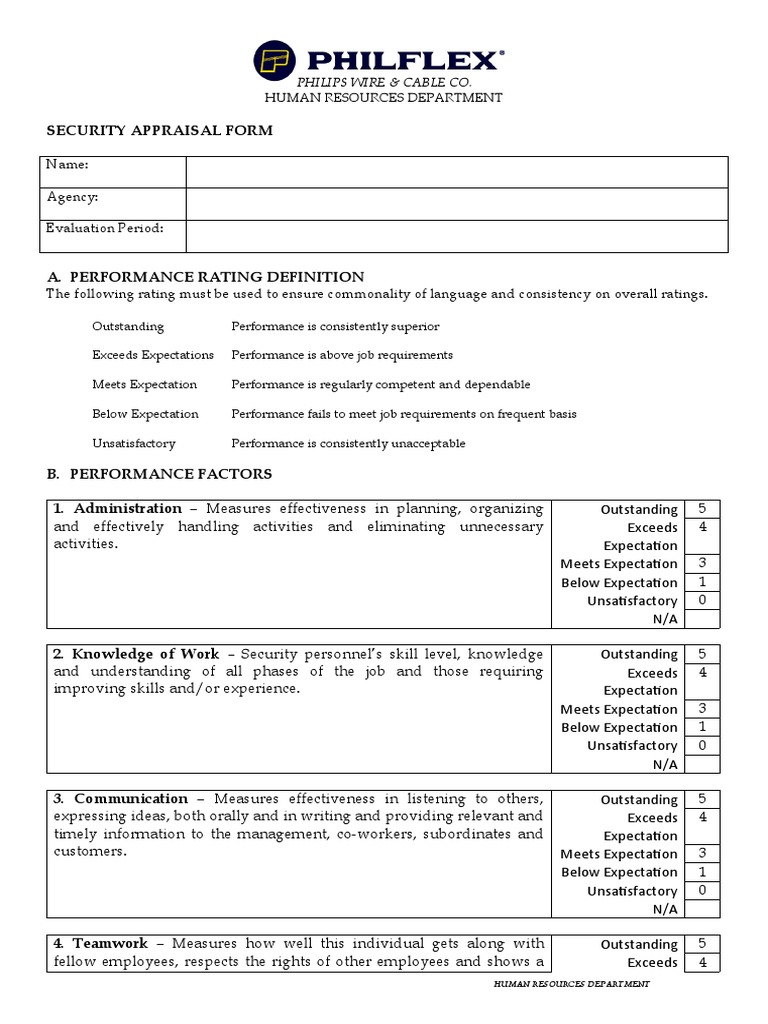 Security Appraisal Form | PDF | Performance Appraisal | Employment