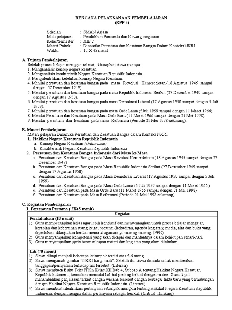 RPP 4 PPKN Kelas XII | PDF