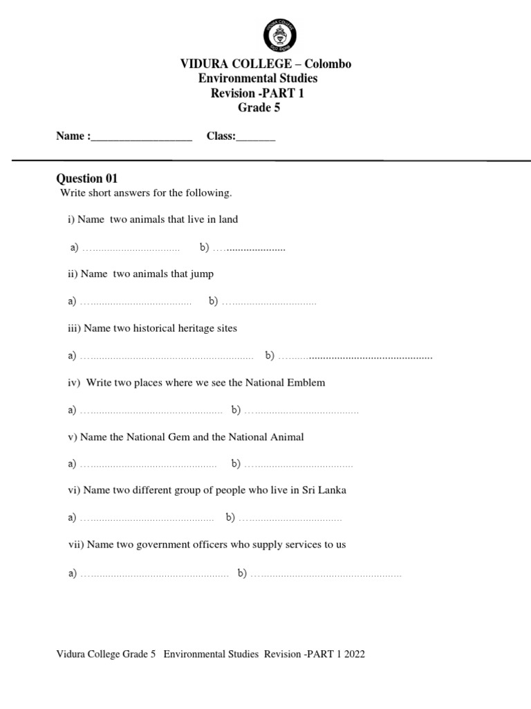 GR 5 - Env - Revision 1 - 3T - 2022 | PDF