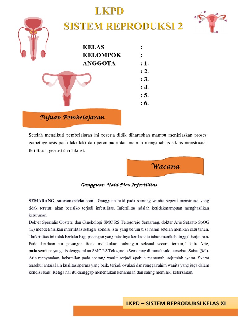 LKPD Sistem Reproduksi P.2 | PDF