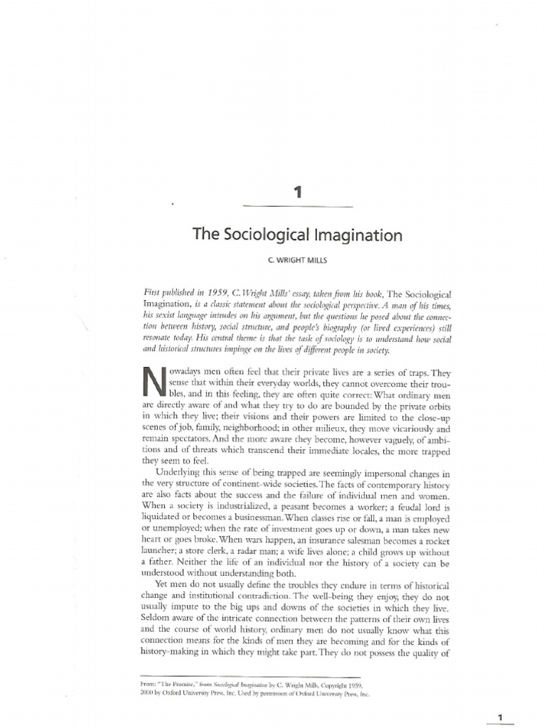 The Sociological Imagination (1) | PDF