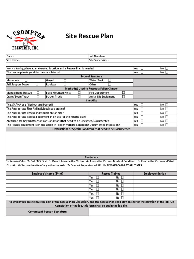 Elevated Site Rescue Plan Template | PDF