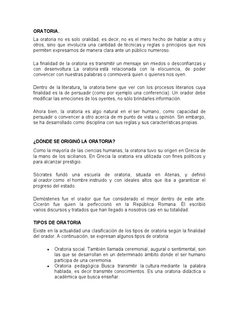 Importancia de la Oratoria en la Educación | PDF | Hablar en público