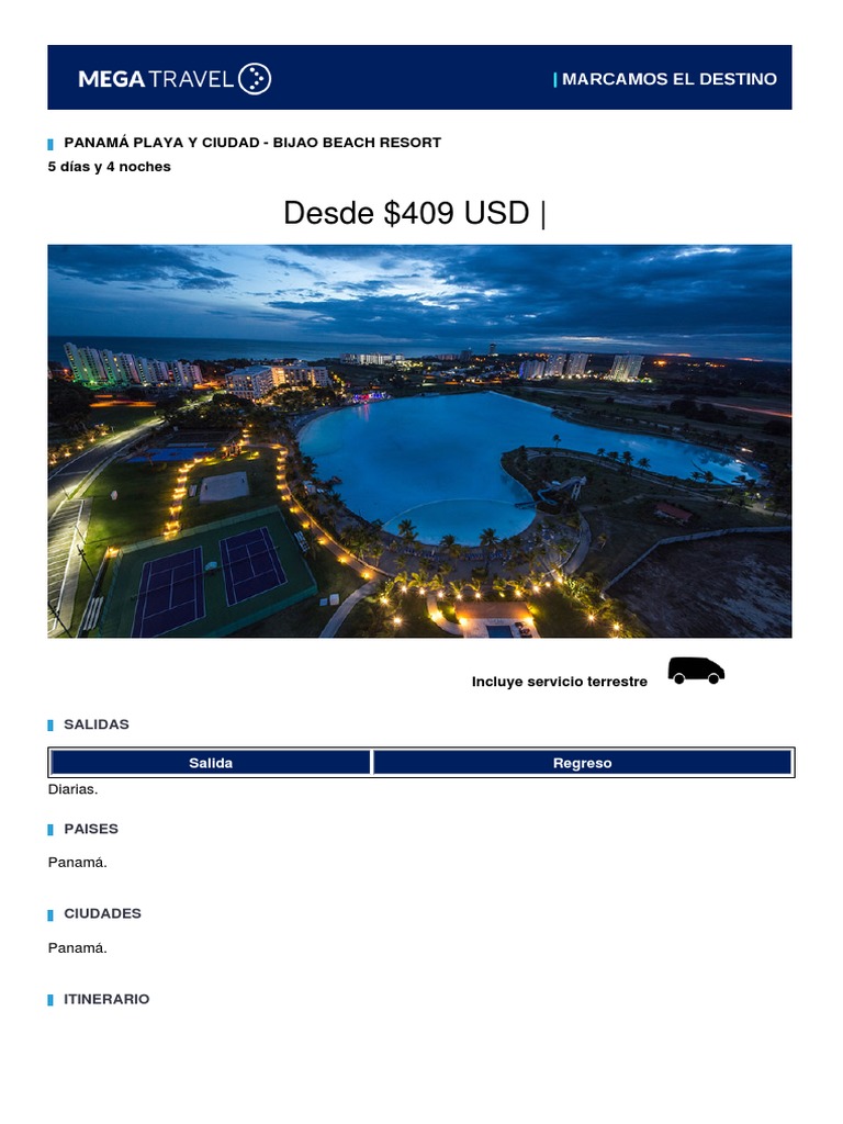 Panama Playa y Ciudad Bijao Beach Resort - 50732 | PDF | Agencia de ...