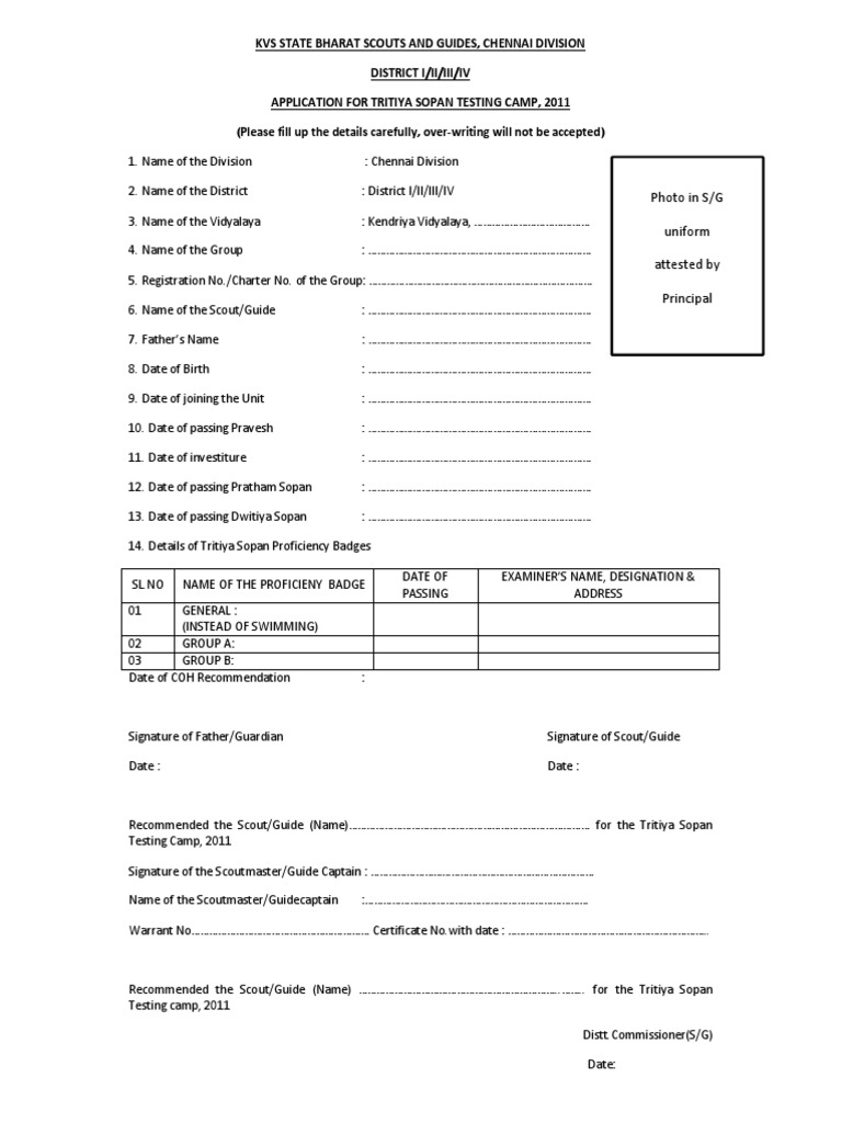 Application For TSPL Camp 2011 | PDF | Scouting And Guiding | Girl Guiding And Girl Scouting
