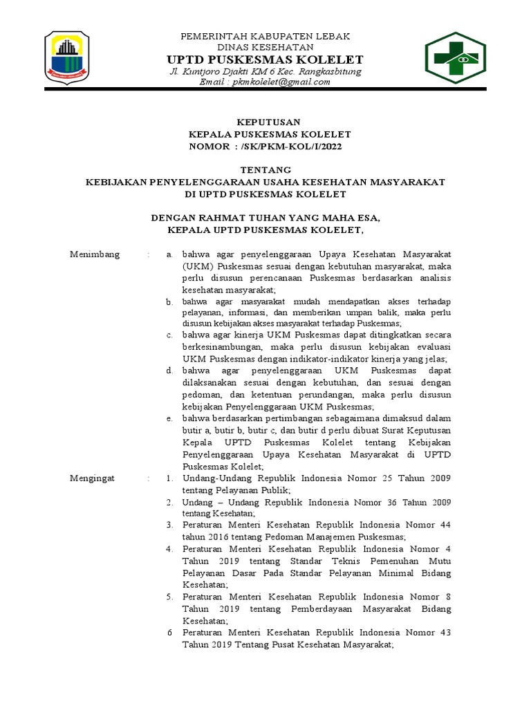 1,2,2.B SK TTG Kebijakan Pengelola | PDF